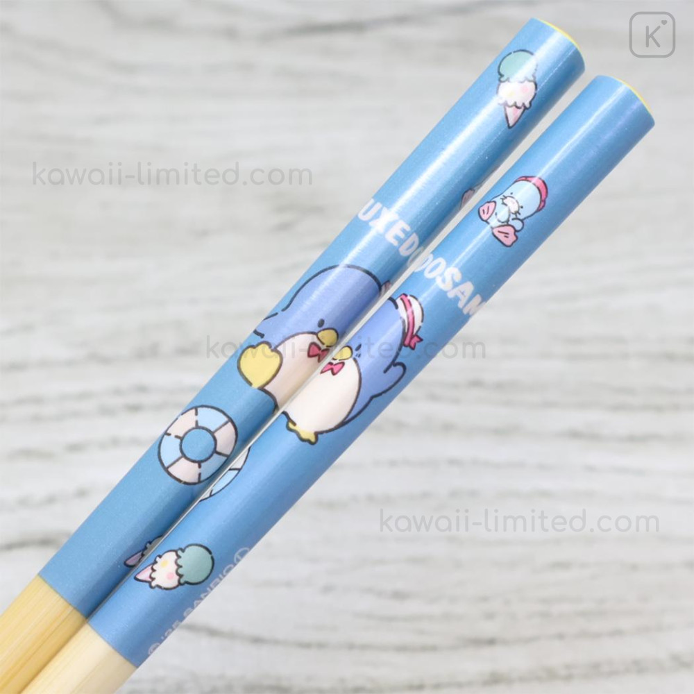 Japan Sanrio Bamboo Chopsticks 21cm with Bag - Tuxedosam | Kawaii Limited