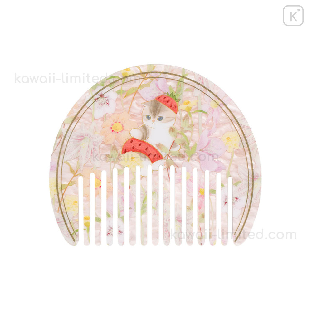 Japan Mofusand Hibiya Kadan Marble Acrylic Comb - Flora Cat Strawberry ...