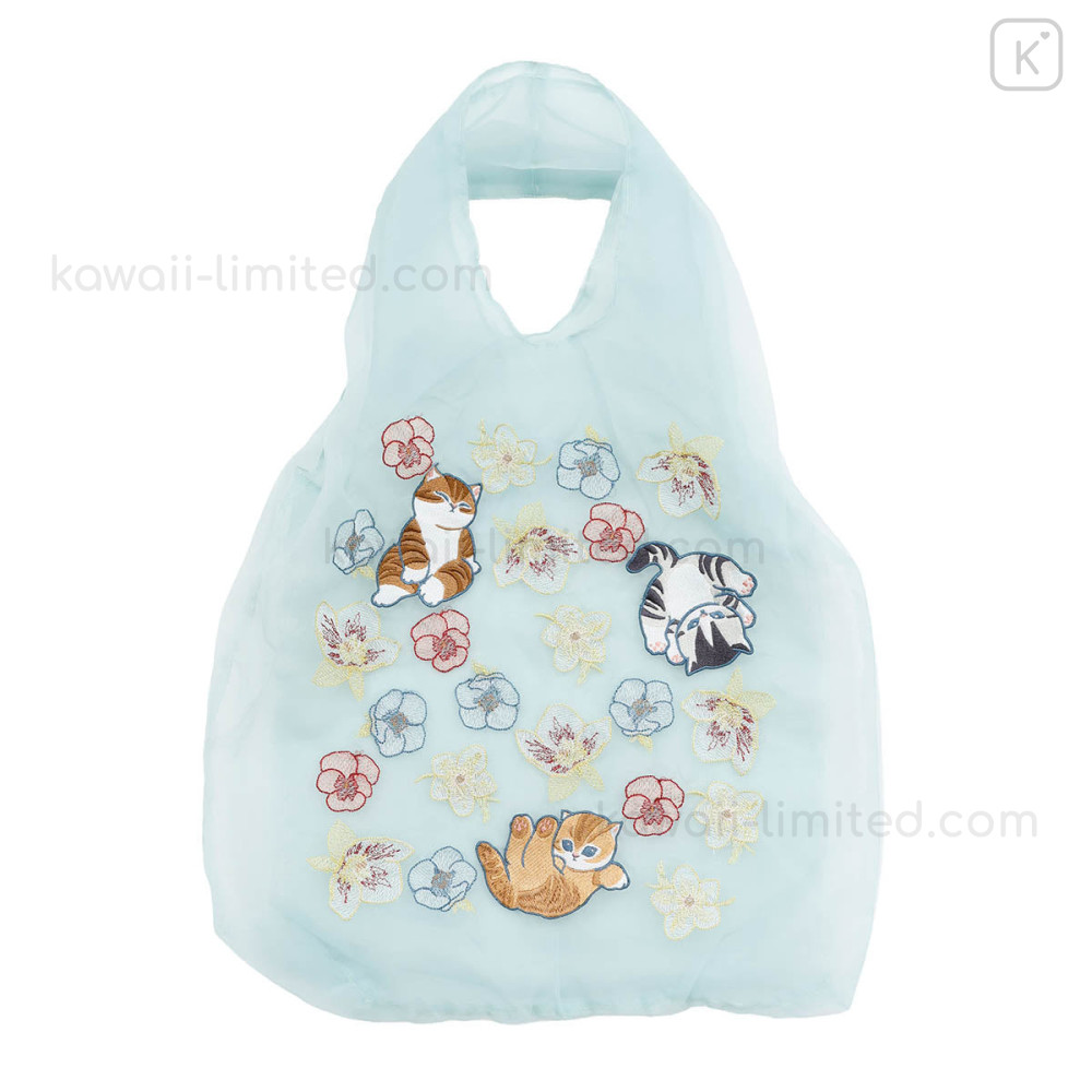 Japan Mofusand Hibiya Kadan Tulle Tote Bag - Flora Cat Winter Mint ...
