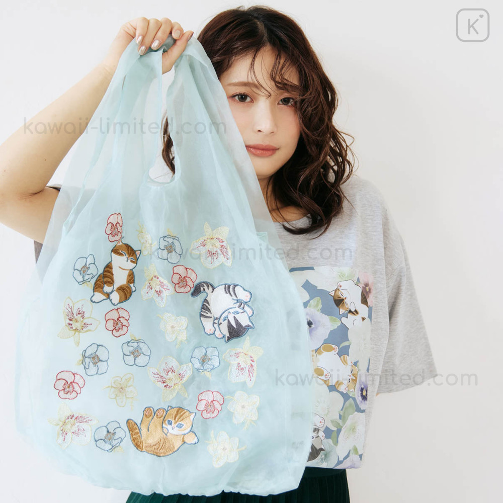 Japan Mofusand Hibiya Kadan Tulle Tote Bag - Flora Cat Winter Mint ...