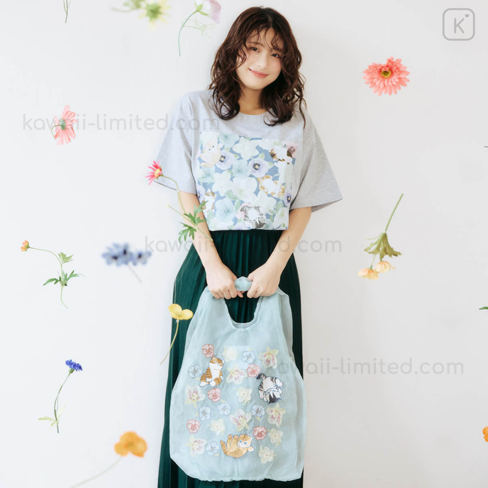 Japan Mofusand Hibiya Kadan T-shirt (M) - Flora Cat Winter Origin Gray ...