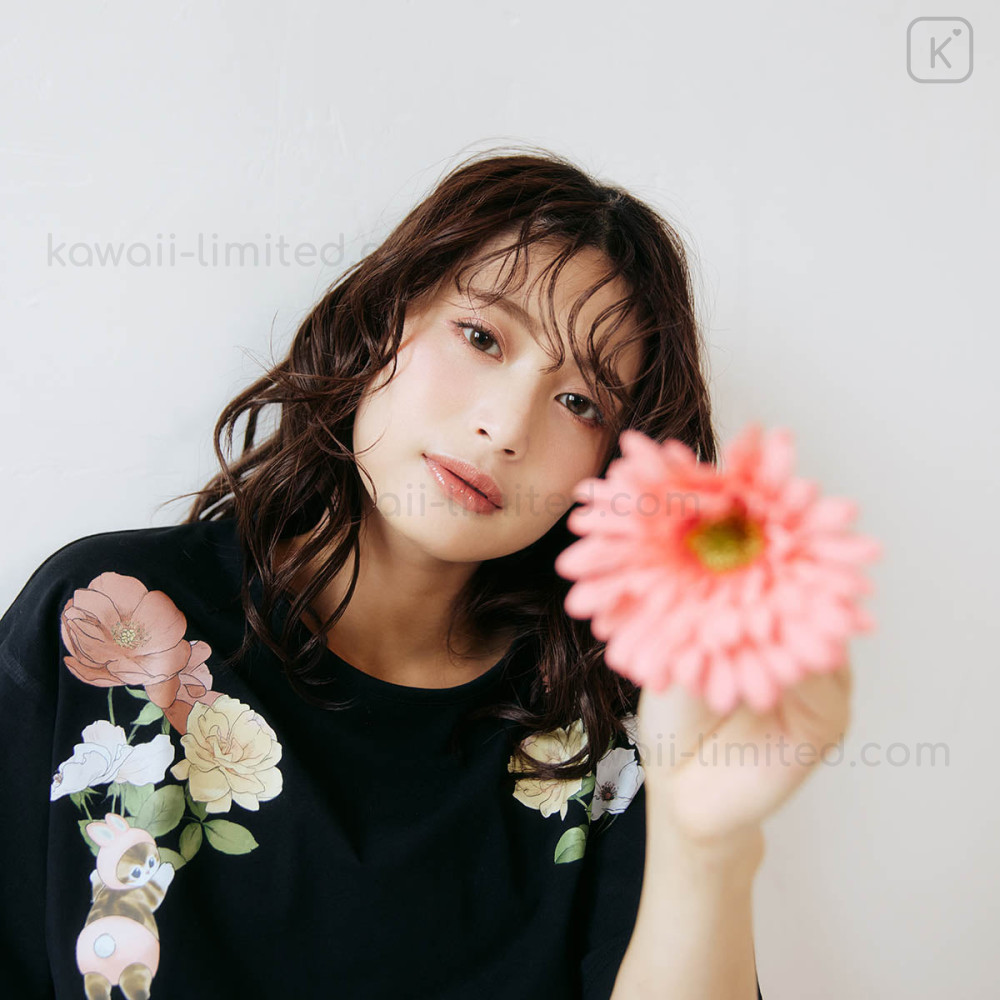 Japan Mofusand Hibiya Kadan T-shirt (L) - Flora Rabbit Cat Black ...