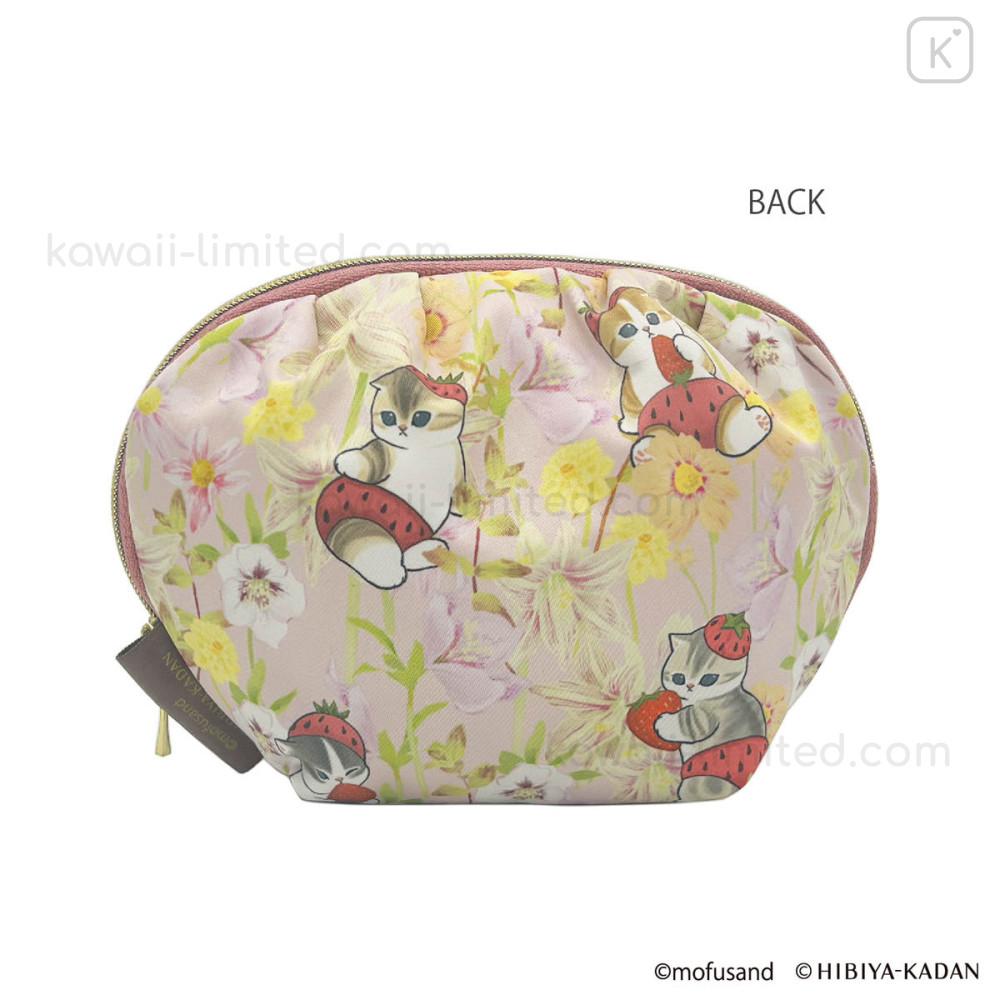 Japan Mofusand Hibiya Kadan Round Cosmetic Pouch - Flora Cat Strawberry ...