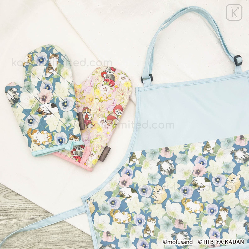 Japan Mofusand Hibiya Kadan Pot Holder - Flora Cat Blue | Kawaii Limited