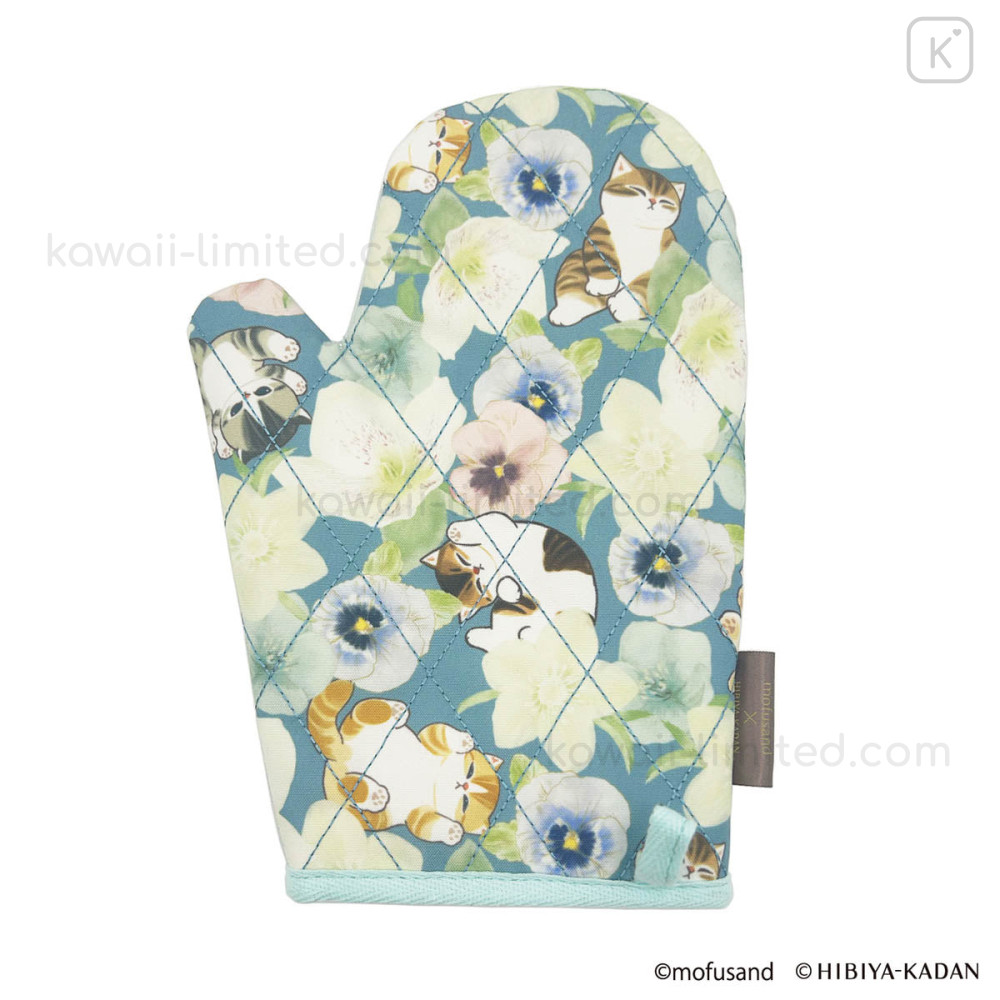 Japan Mofusand Hibiya Kadan Pot Holder - Flora Cat Blue | Kawaii Limited