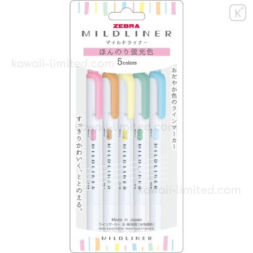 Japan Zebra Mildliner Double-sided Highlighter Set - 5 Lightly ...