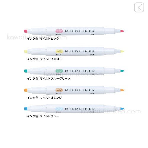 Japan Zebra Mildliner Double-sided Highlighter Set - 5 Lightly ...