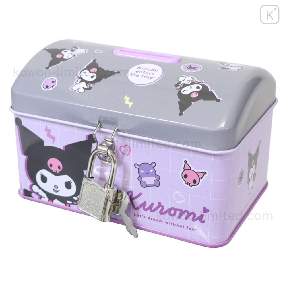Japan Sanrio Can Piggy Bank with Lock Case - Kuromi : Baku Purple Grey ...