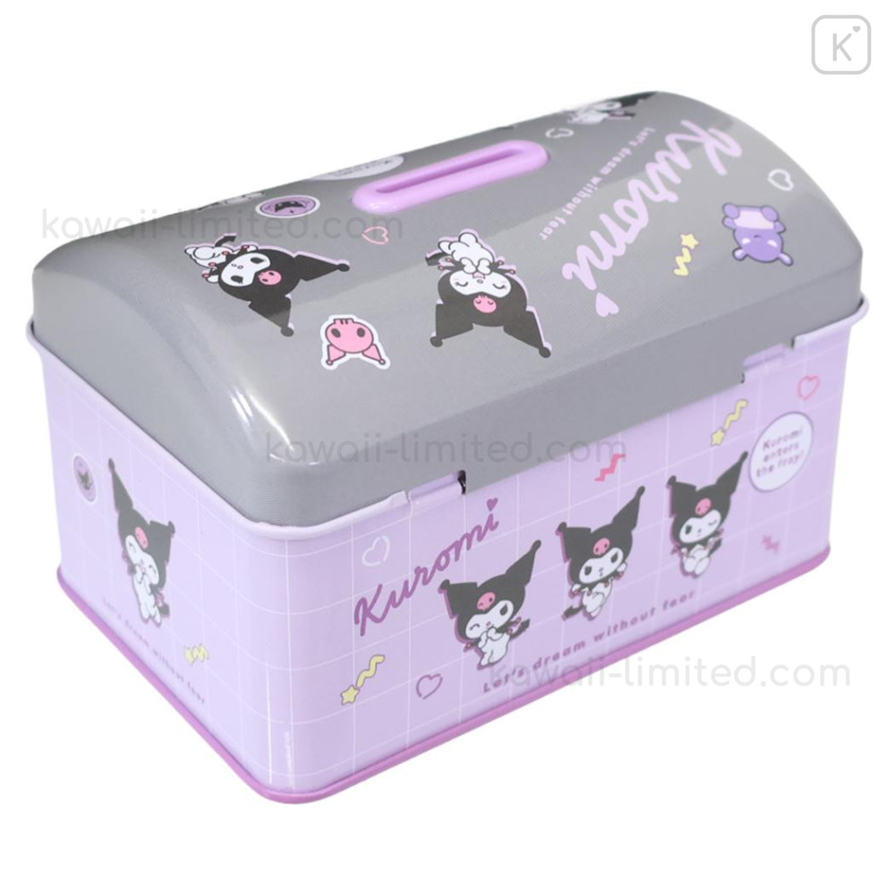 Japan Sanrio Can Piggy Bank with Lock Case - Kuromi : Baku Purple Grey ...