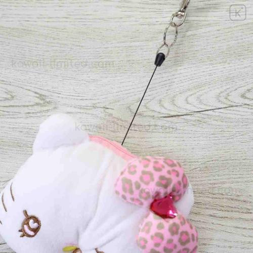 Japan Sanrio Plush Pass Case Pouch with Reel - Hello Kitty : Heart Eyes ...