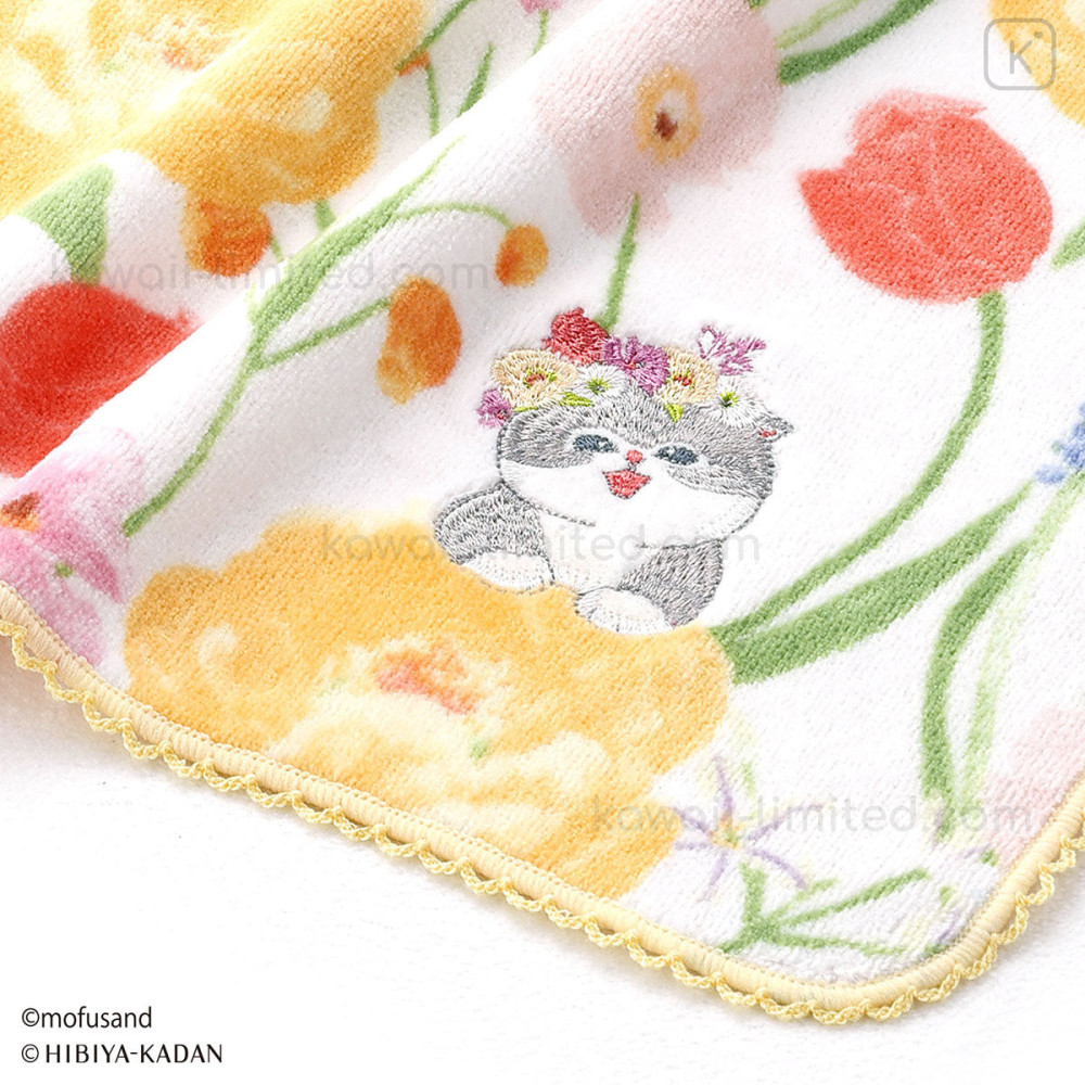 Japan Mofusand Hibiya Kadan Handkerchief - Flower Cat Spring Yellow ...